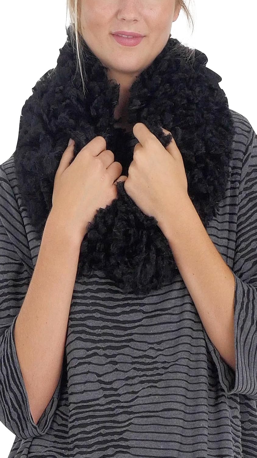 Women's Sheep Poodle Faux Fur Fashion Infinity Twisted Scarf Snood ...