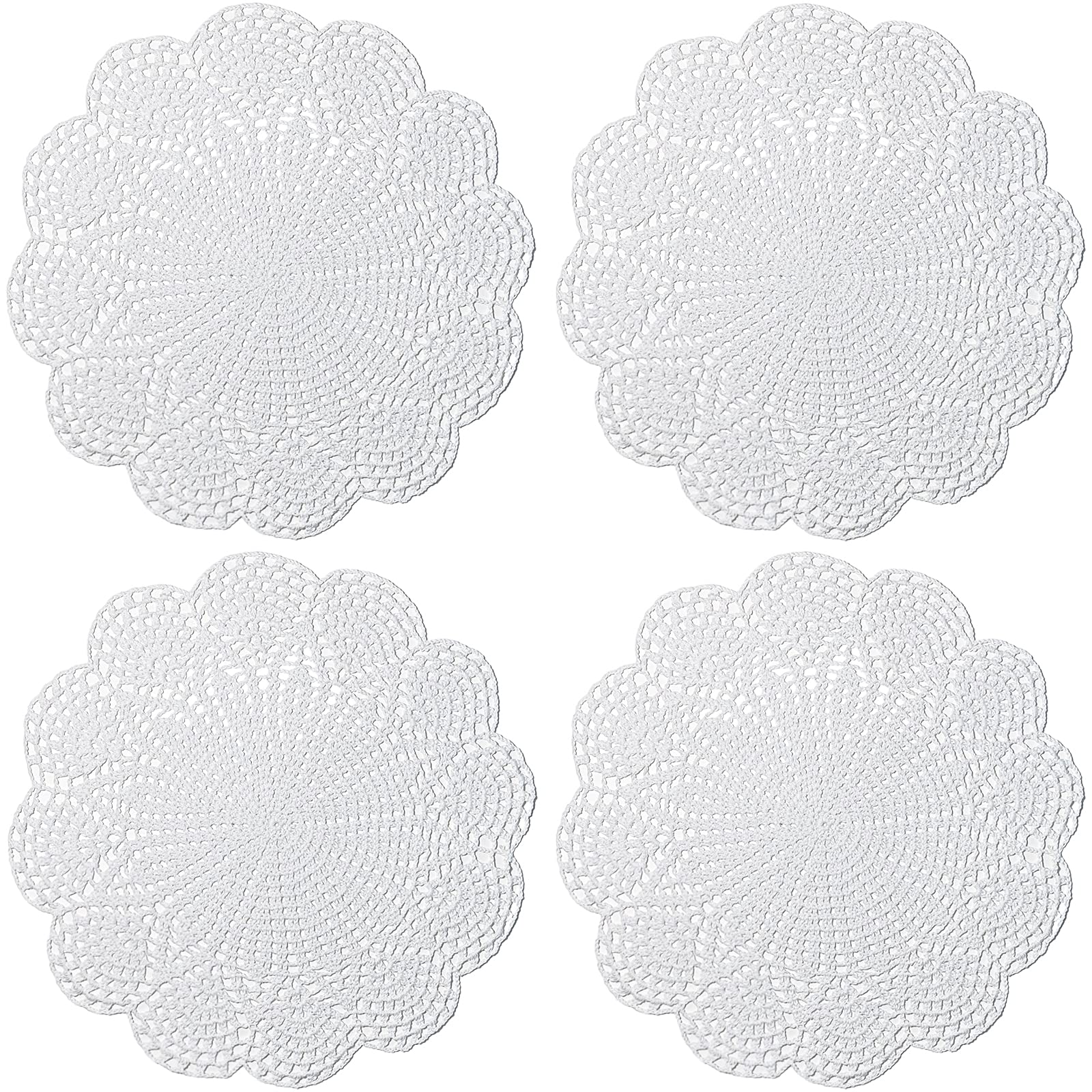 Phantomon 14 Inch Lace Cotton Doilies Crochet Handmade Placemats Round ...