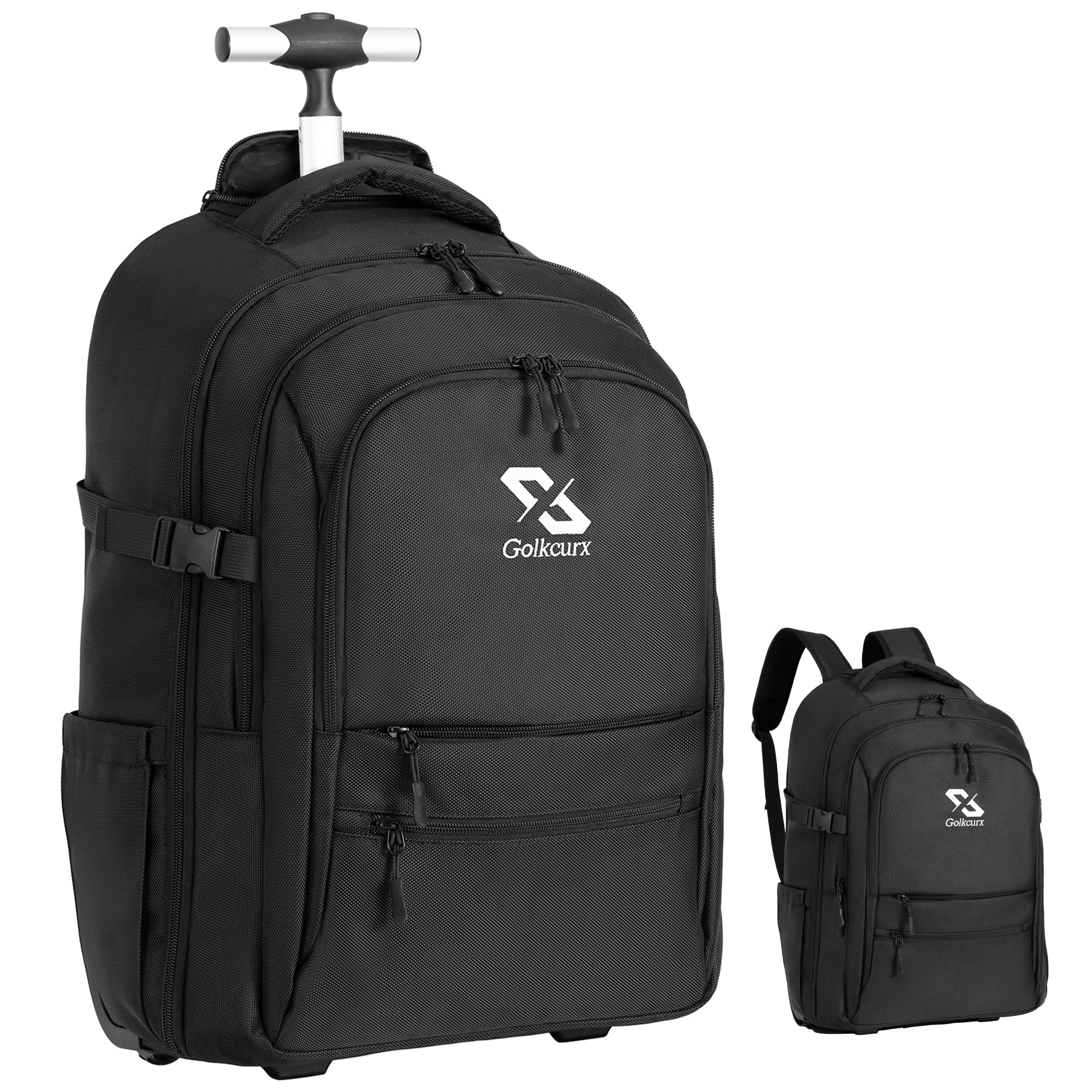 Golkcrux Rolling Backpack, Backpack with Wheels, Water-Resistant ...