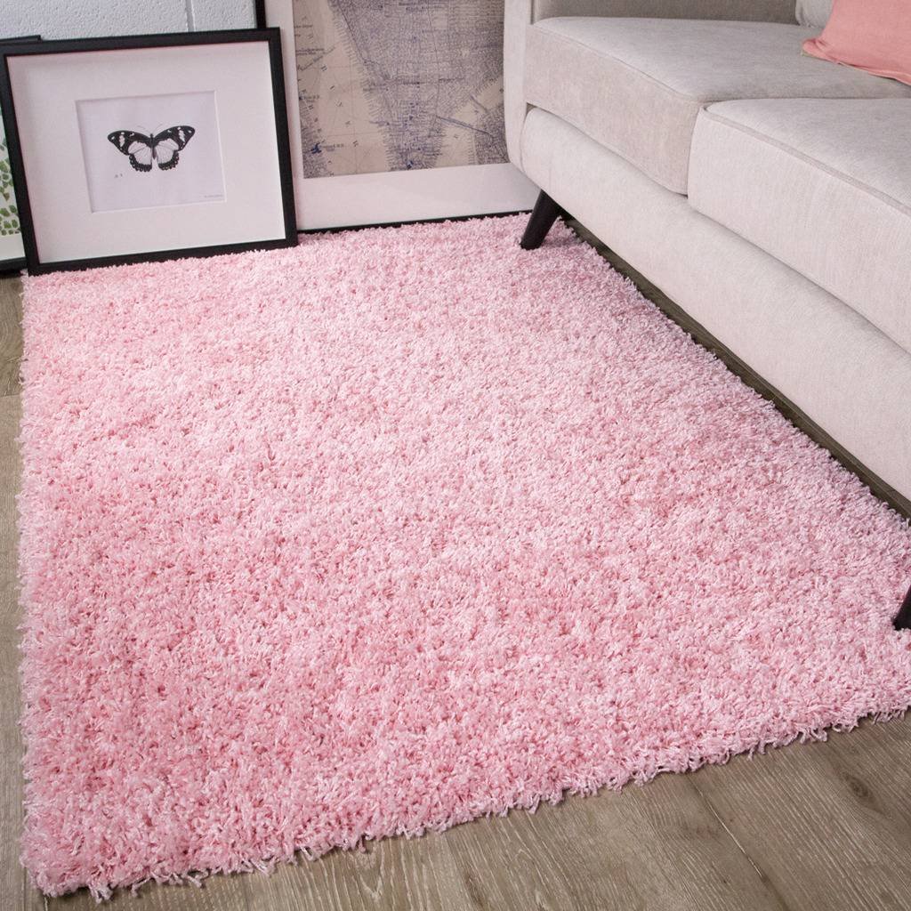 Ontario Baby Pink Soft Warm Thick Shaggy Shag Fluffy Living Room Area ...