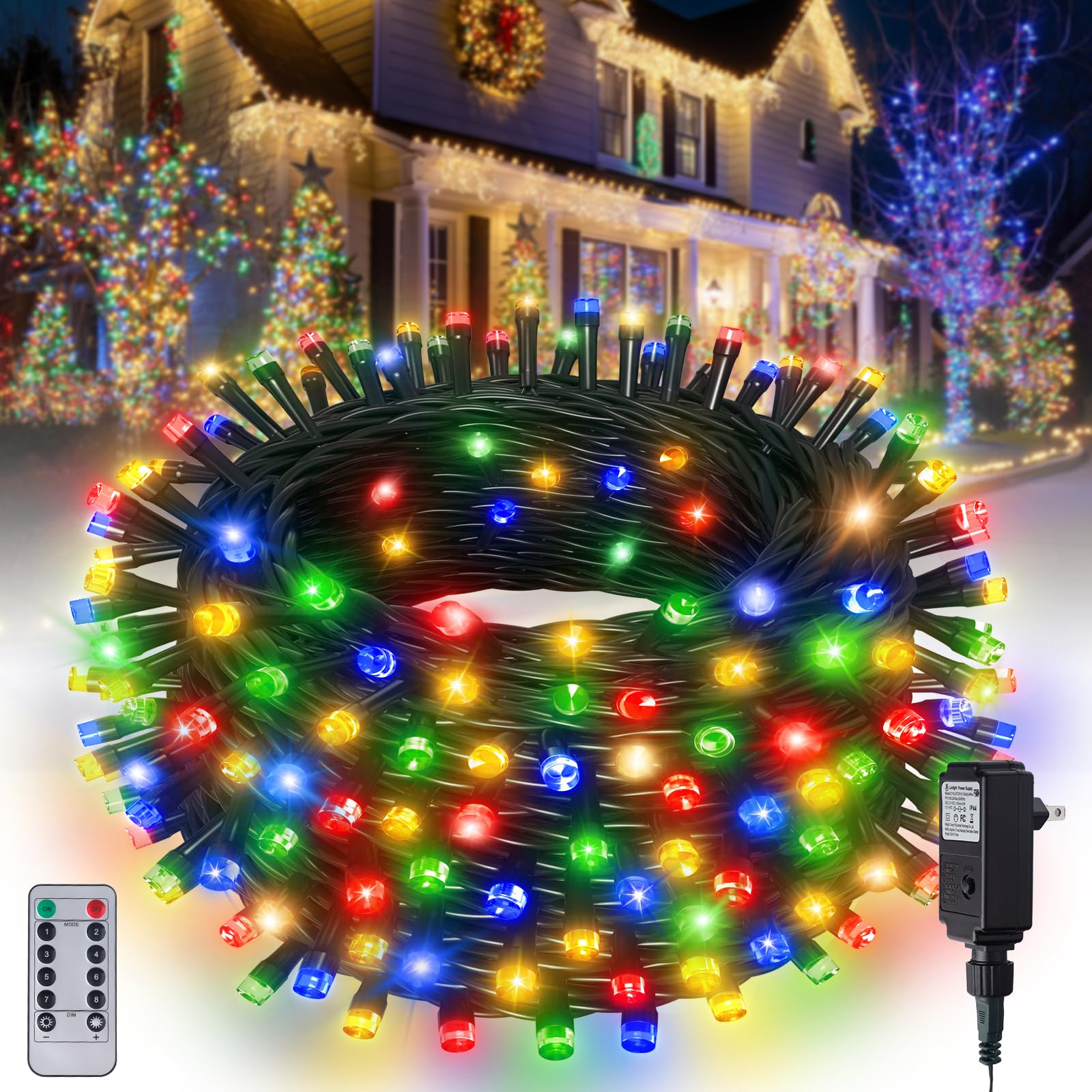Tacopet String Lights Outdoor Indoor Christmas Lights Decorations RGB Multicolor 300 LED 100FT ...