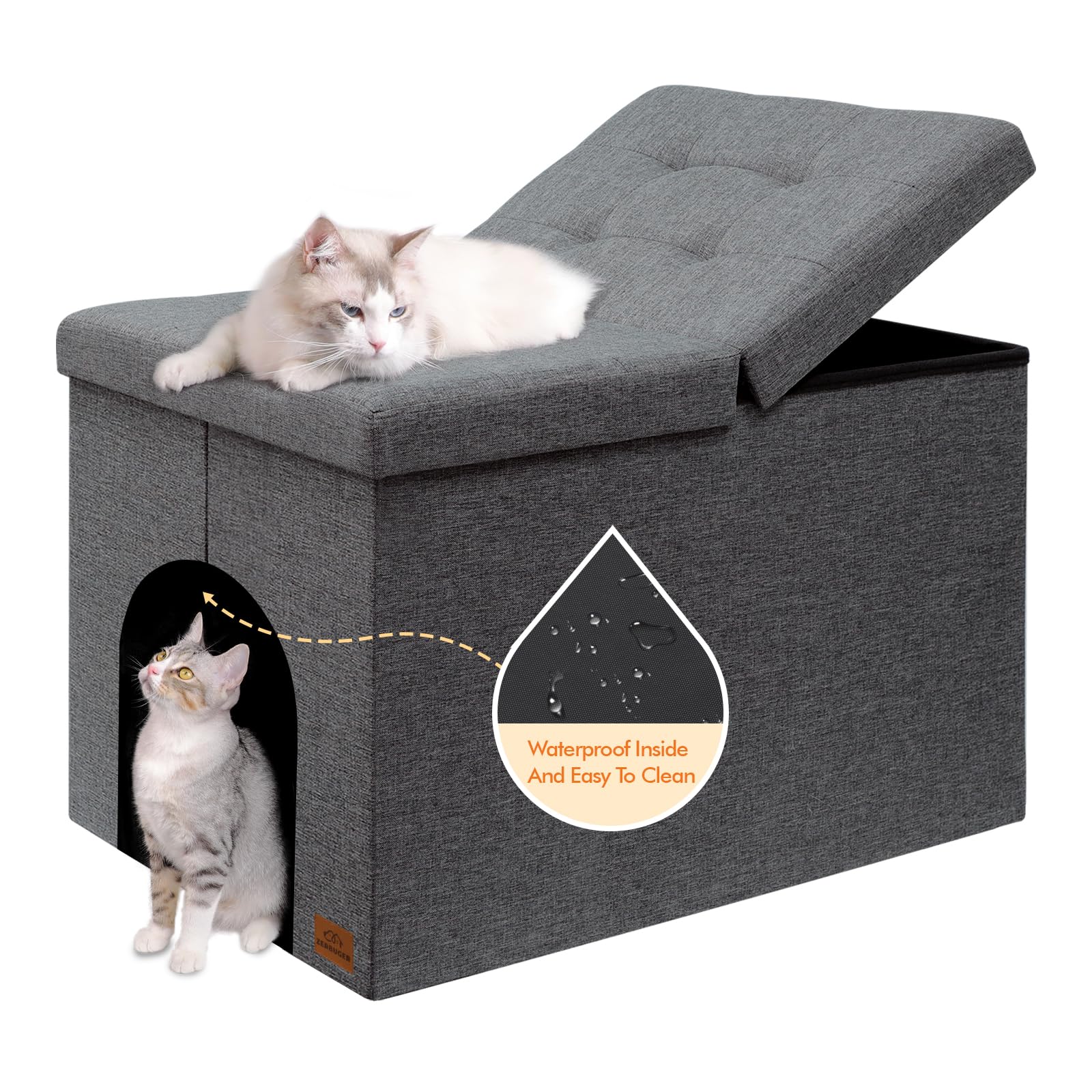 Cat Litter Box Enclosure Furniture, Hidden Litter Box Furniture Ottoman ...