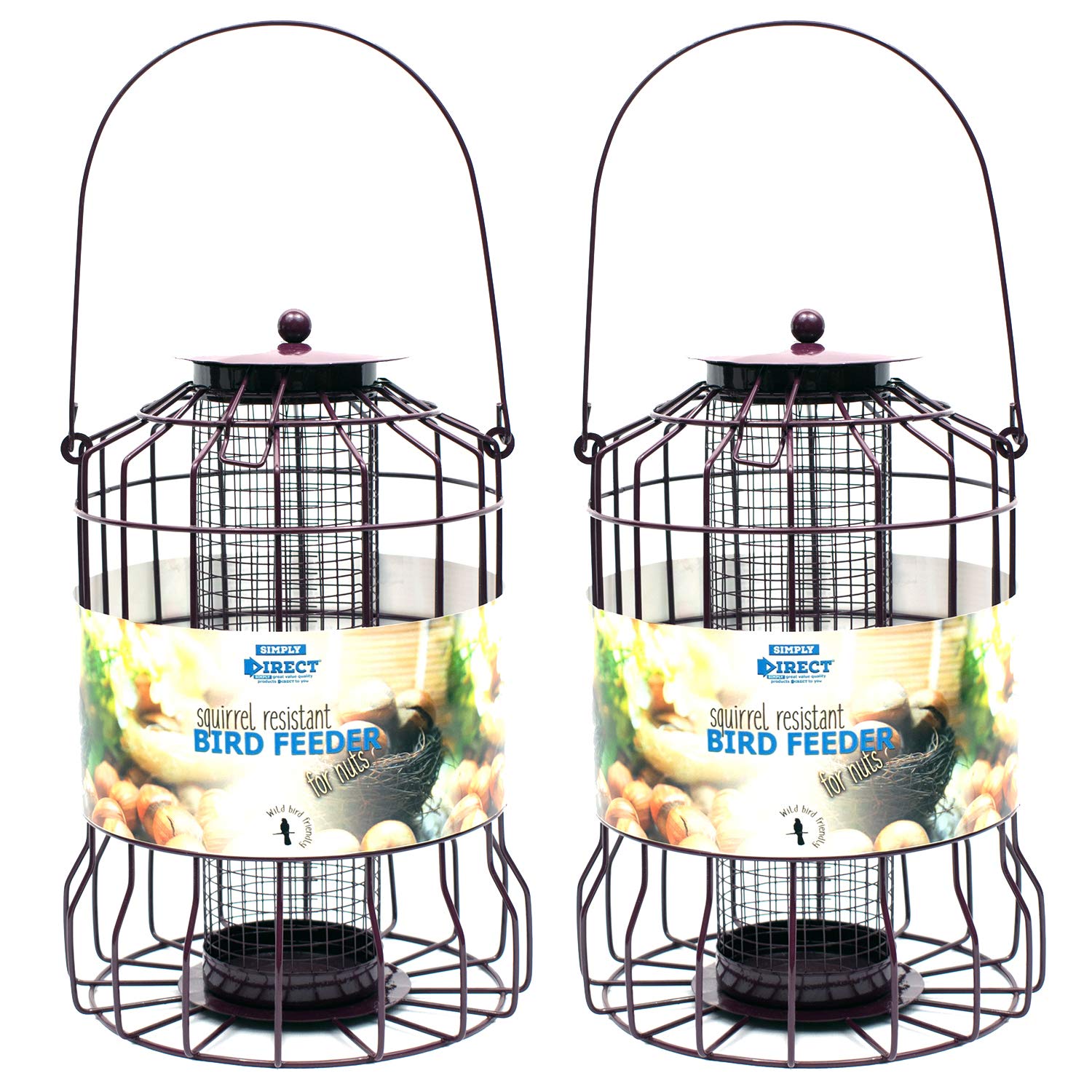 Simply Direct 2 x Squirrel Guard Hanging Nut Peanut Feeder for Wild ...