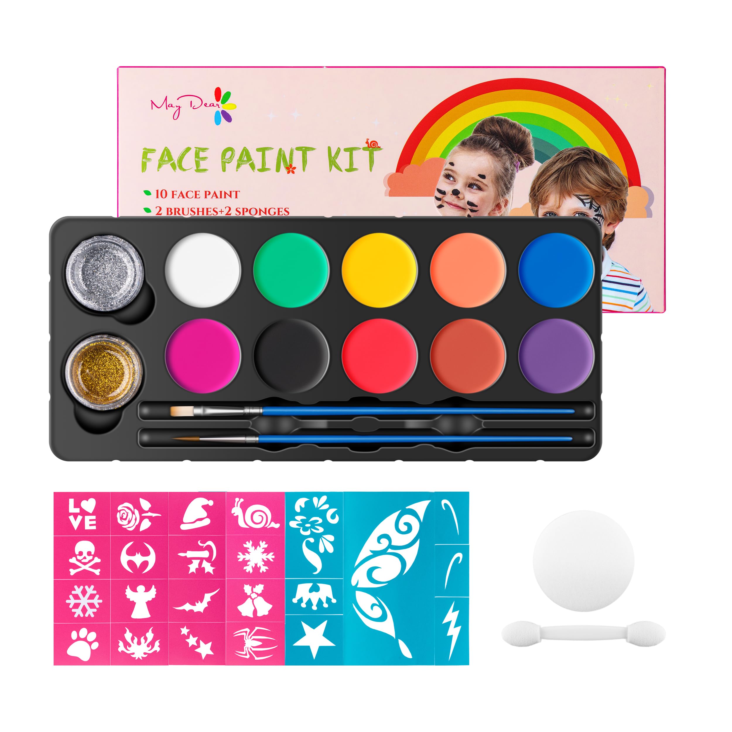 Maydear Face Painting Kit for Kids with 12 Colors Safe and Non-Toxic ...