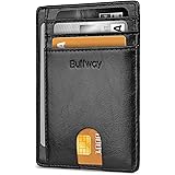 Buffway Mens Slim Wallet, Minimalist Thin Front Pocket Leather Credit ...