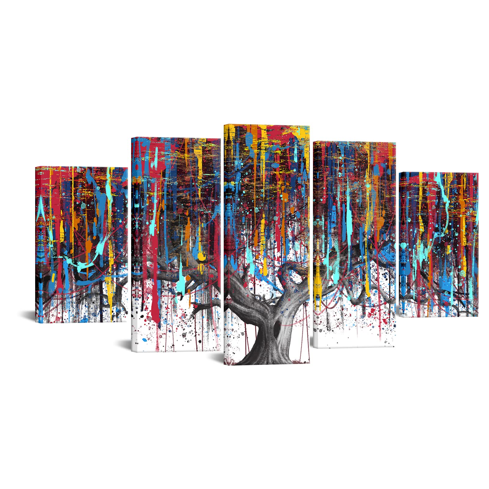 iKNOW FOTO 5 Pieces Abstract Large Tree Painting on Canvas Modern ...