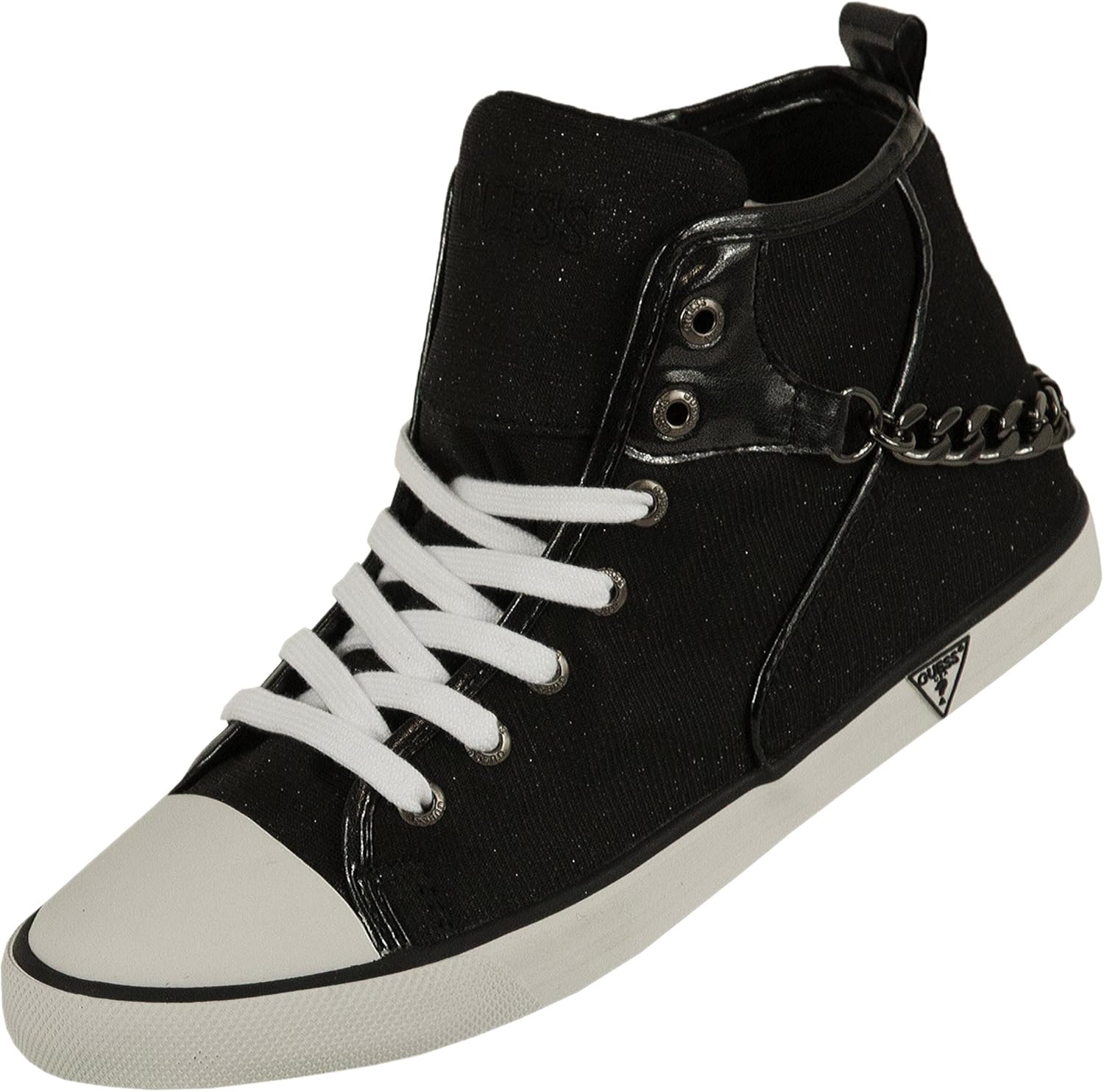 GUESS Chain Glitter High Top Trainers Black: Amazon.co.uk: Shoes & Bags