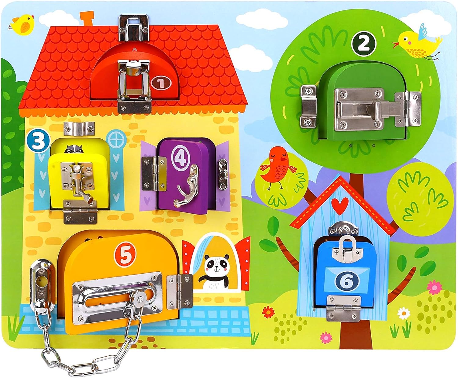 Woody Treasures Wooden Toys Busy Board Latches Sensory Boards Ages 3