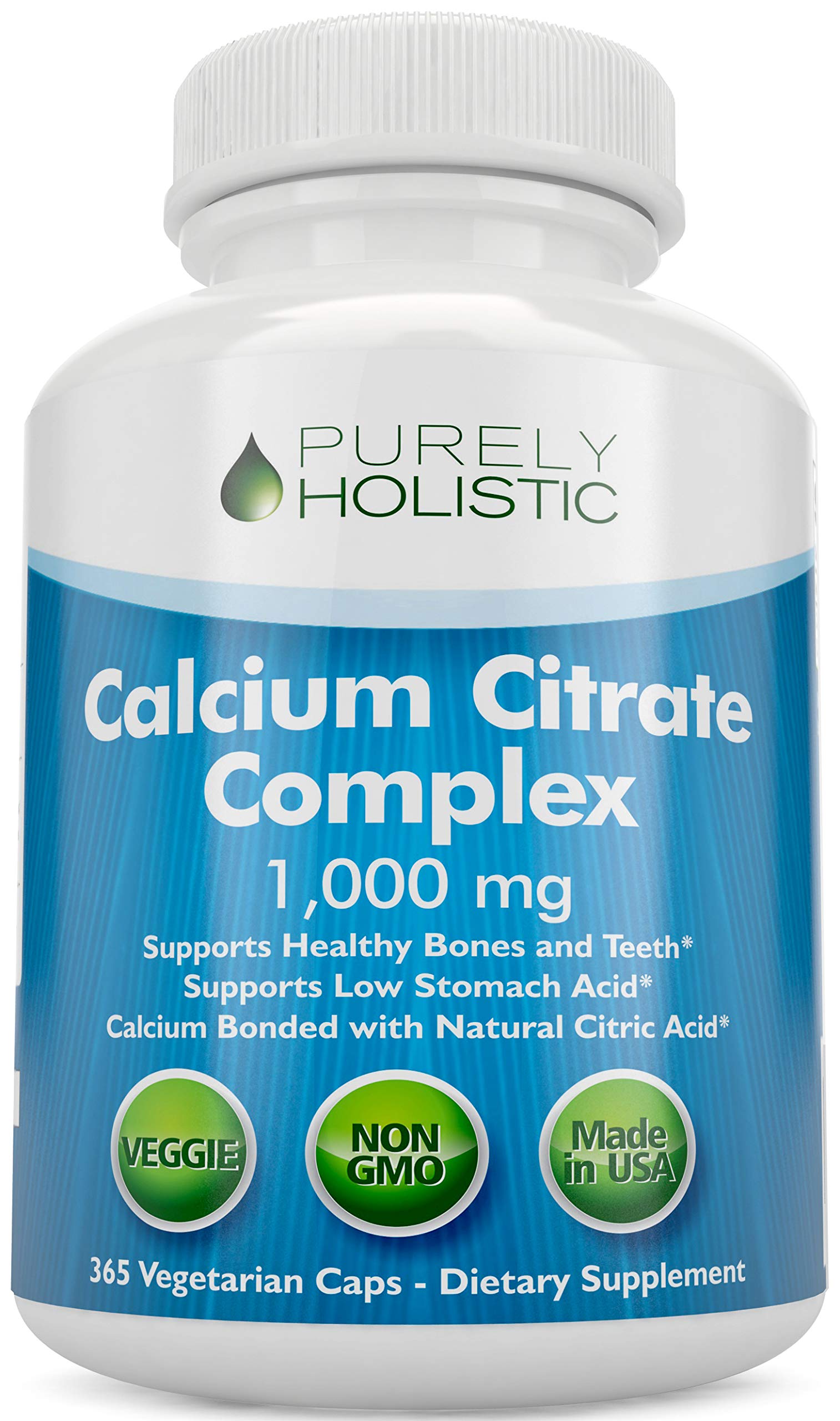 Calcium Citrate 1000mg - 365 Vegan Capsules not Tablets with Added ...
