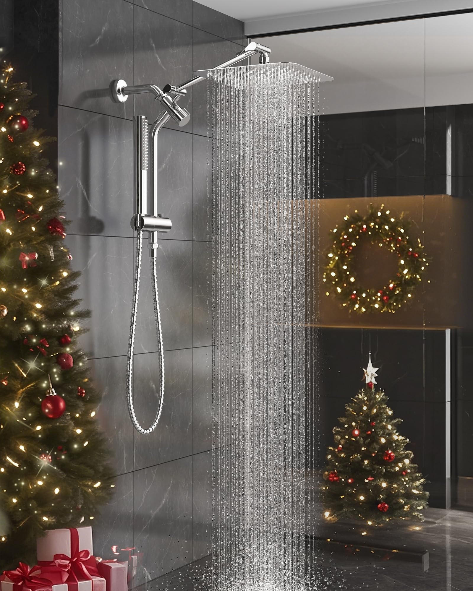 Veken 10'' All Metal Rain Shower Head with Handheld Spray Combo, Hand ...