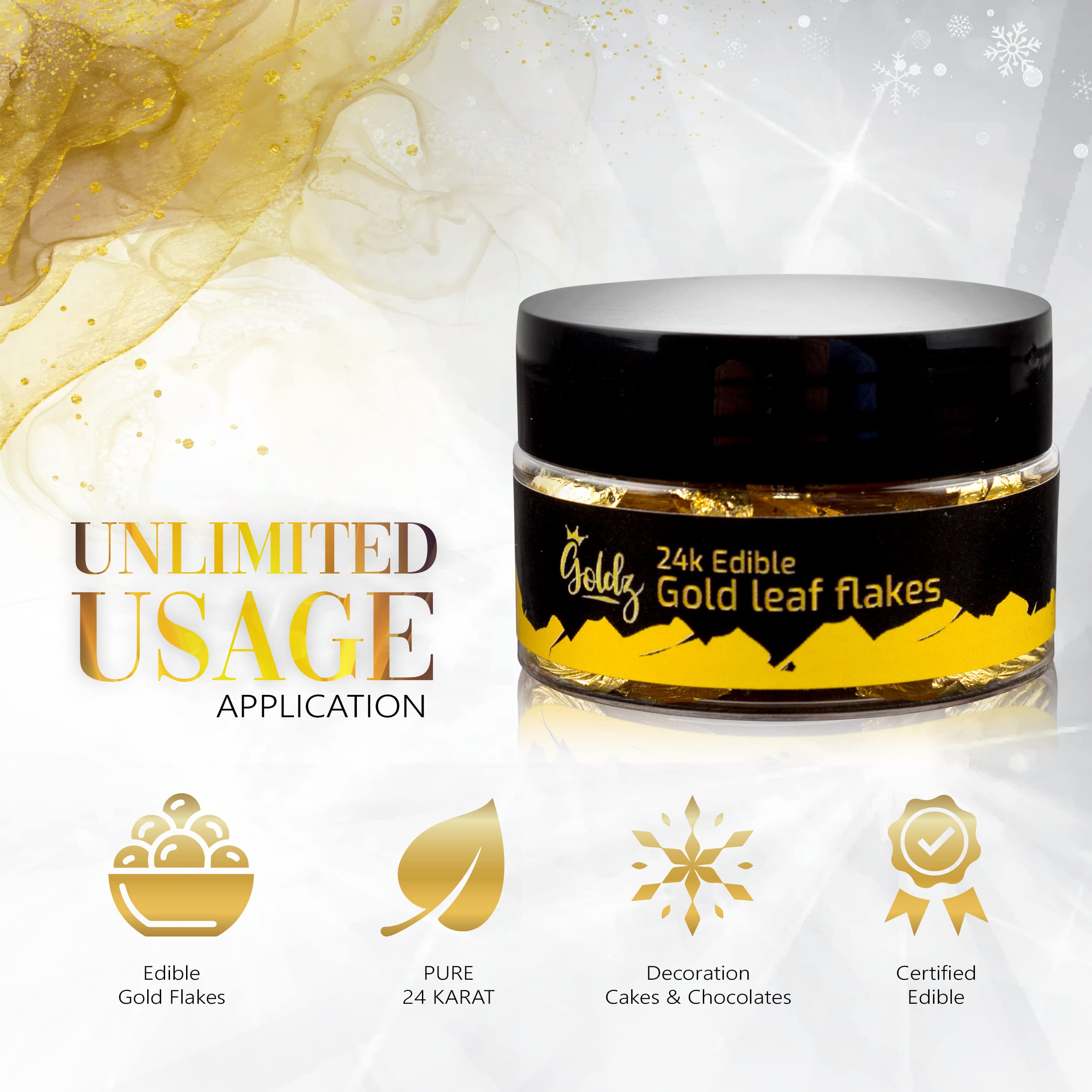 Mua goldz 24K Edible Real Gold Leaf Flakes 50mg, Edible Gold Leaf ...