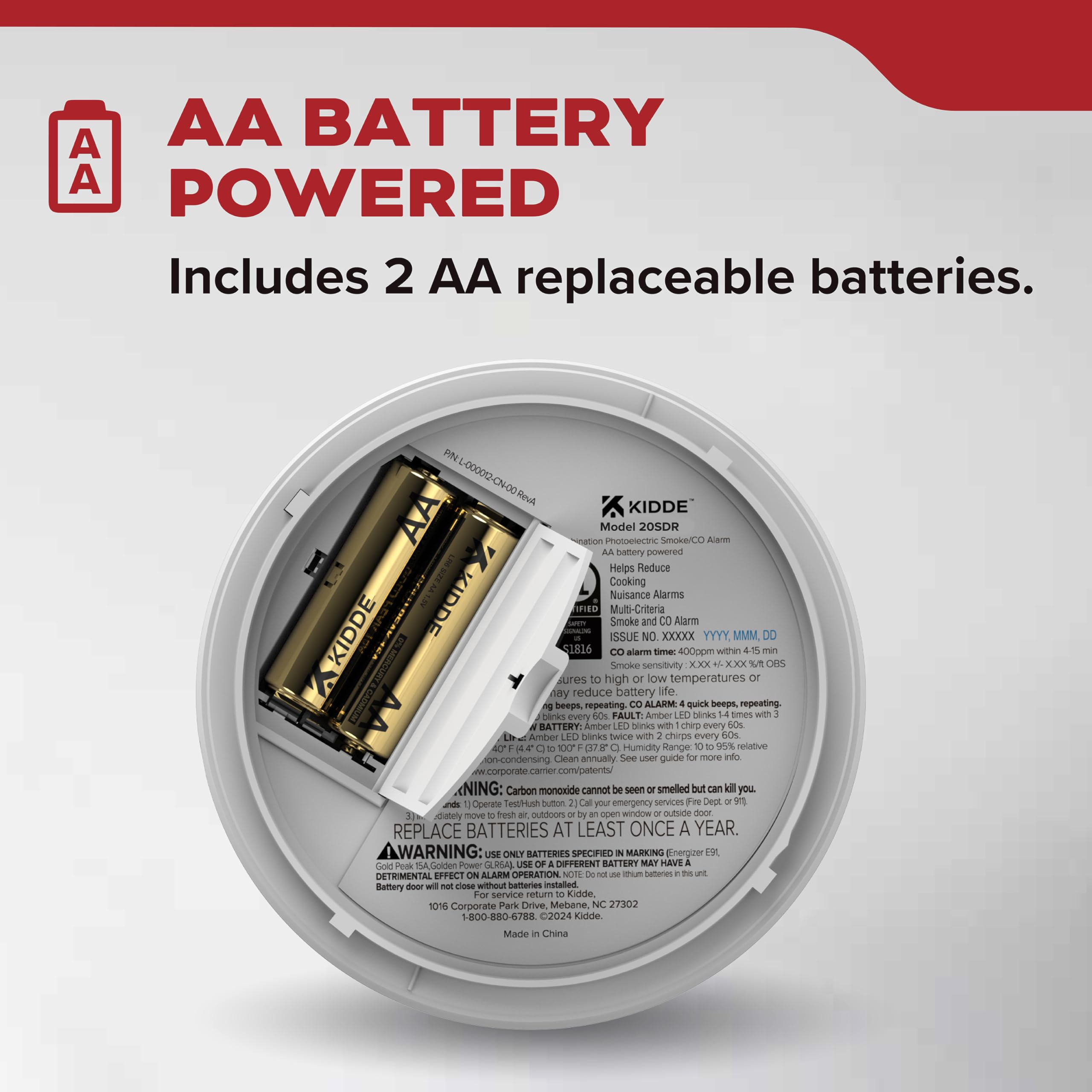 Mua Smoke Detector, AA Battery Powered, LED Warning Light Indicators ...