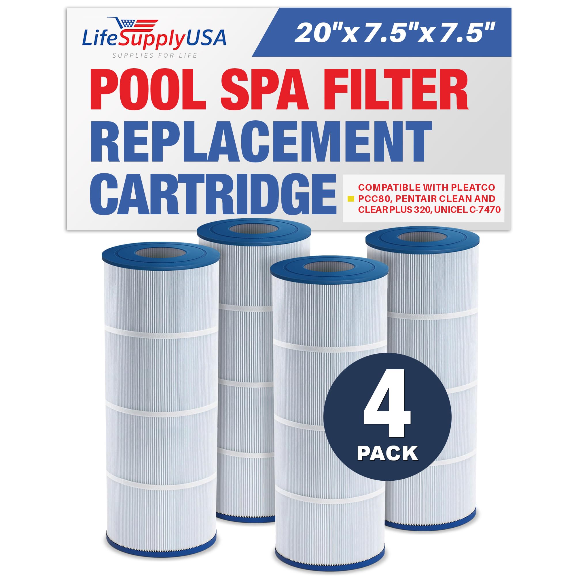LifeSupplyUSA Pool Filter Replacement for Pleatco Pentair CCP320, PCC80 ...