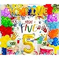 Amazon.com: JeVenis Rainbow Hi Five Birthday Party Decorations 5th Birthday Party Decorations ...