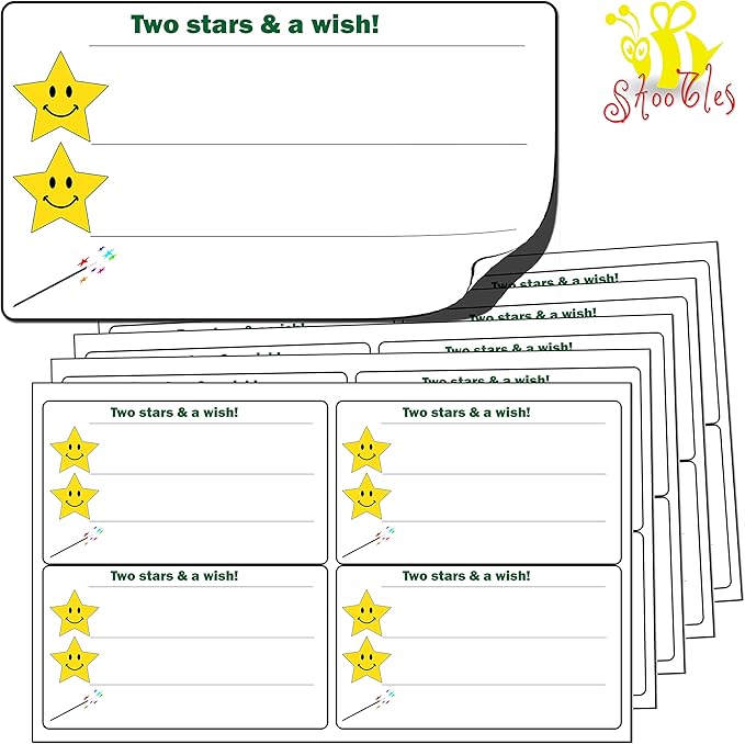 64x LARGE Two Stars and a Wish Stickers, Colourful (99mm x 57mm ...