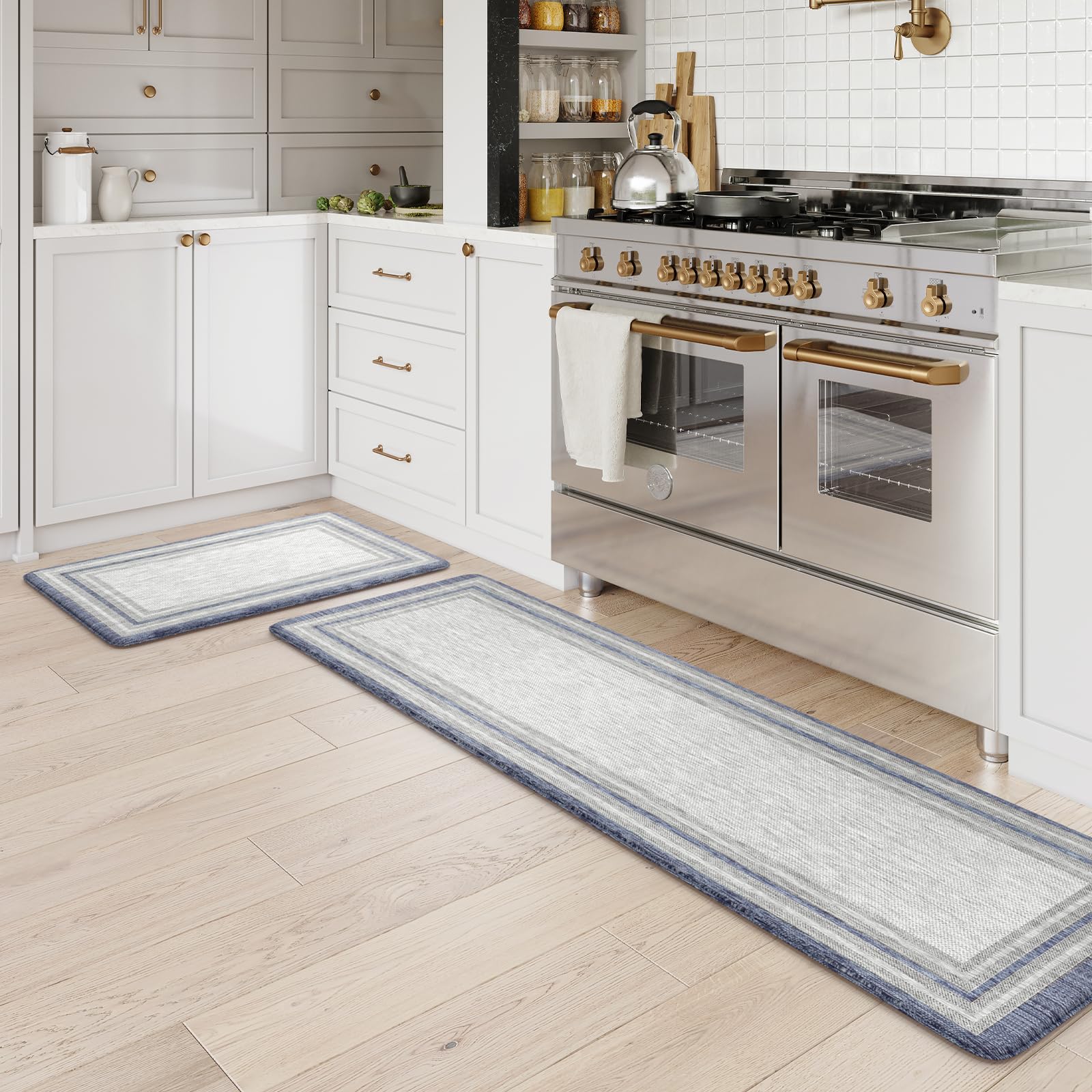 KIMODE Anti Fatigue Kitchen Mats for Floor 2 Piece, Farmhouse Kitchen ...
