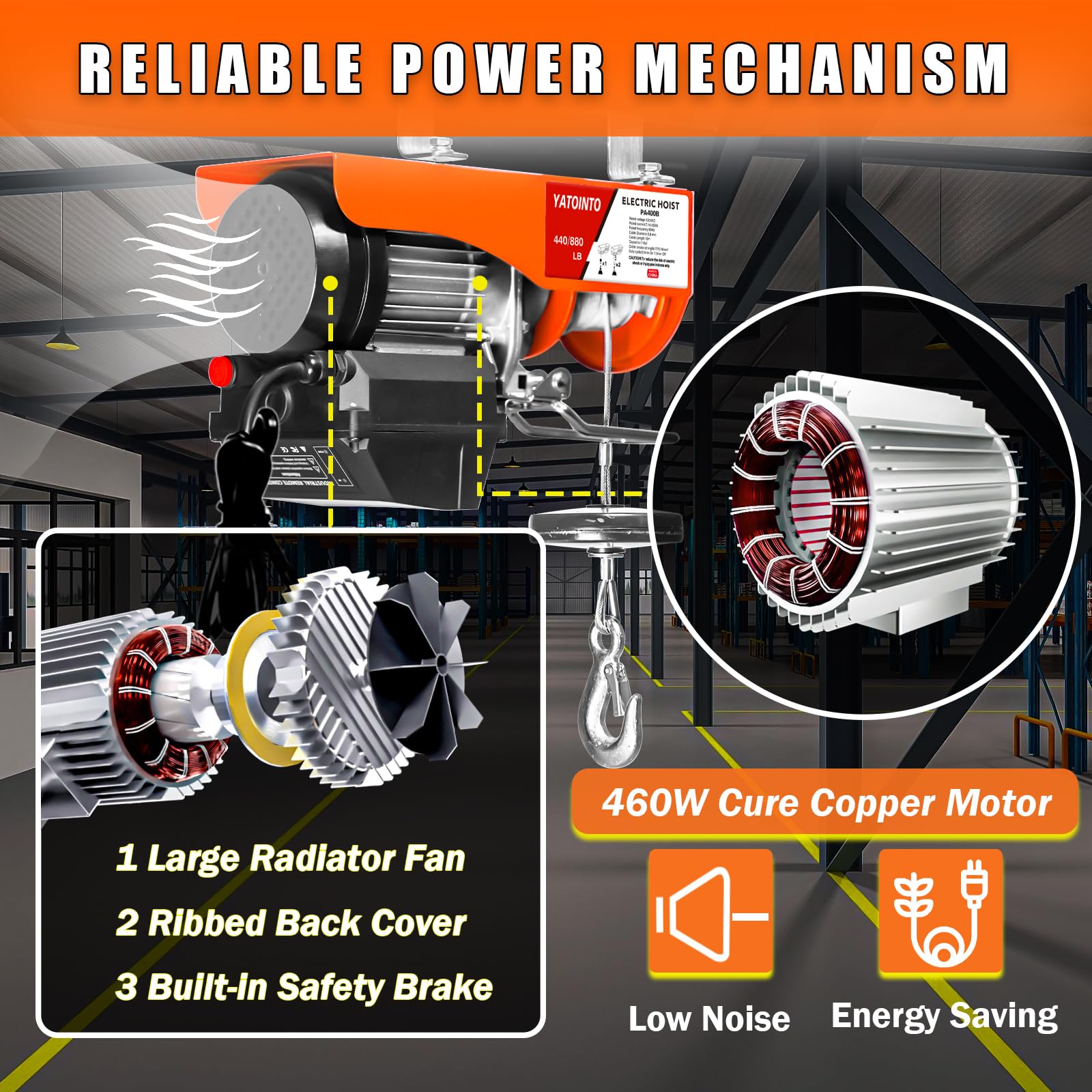 Mua YATOINTO 120V Heavy-Duty Electric Hoist - 880 LBS Capacity, 39ft ...