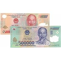 Amazon.com: 1 x 500,000 VND and 1 x 200,000 VND, Uncirculated Banknotes ...