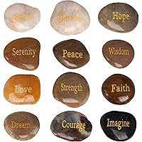 Amazon.com: tiggell 12 Pieces Inspirational Stones Natural Engraved ...