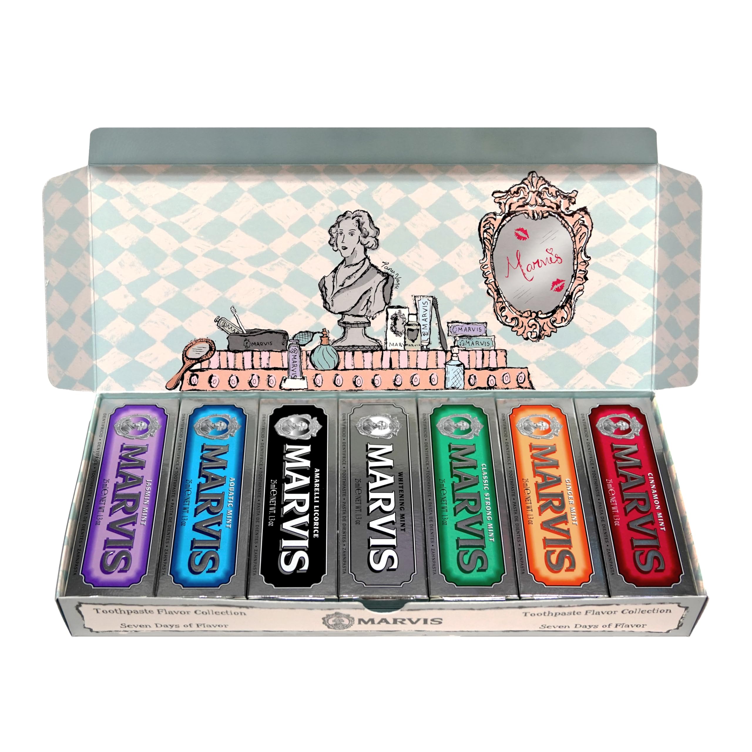 Marvis 7 Days of Flavor Limited Artist Edition Box, 7 tubes 25ml/1.3oz ...