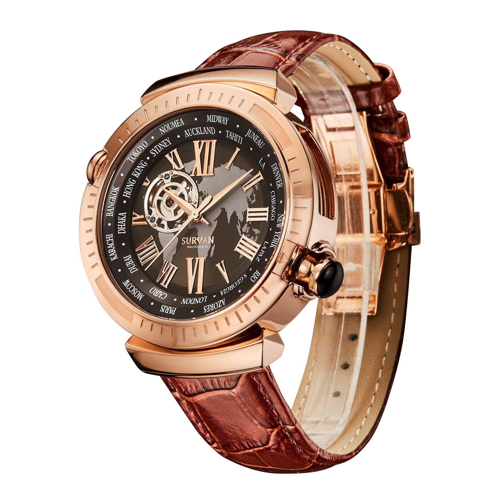 Mua Automatic Watches for Men, Leather Strap Mechanical Watch, Water ...