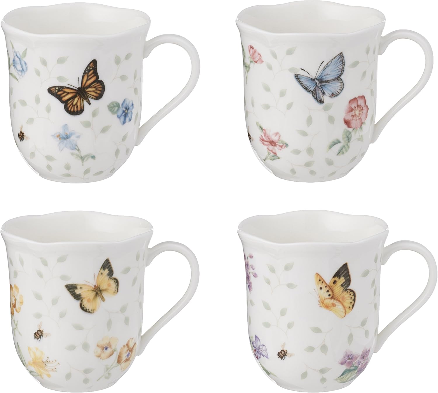 Lenox Butterfly Meadow Petite 4-Piece Assorted Mug Set, 2.0 LB, Multi