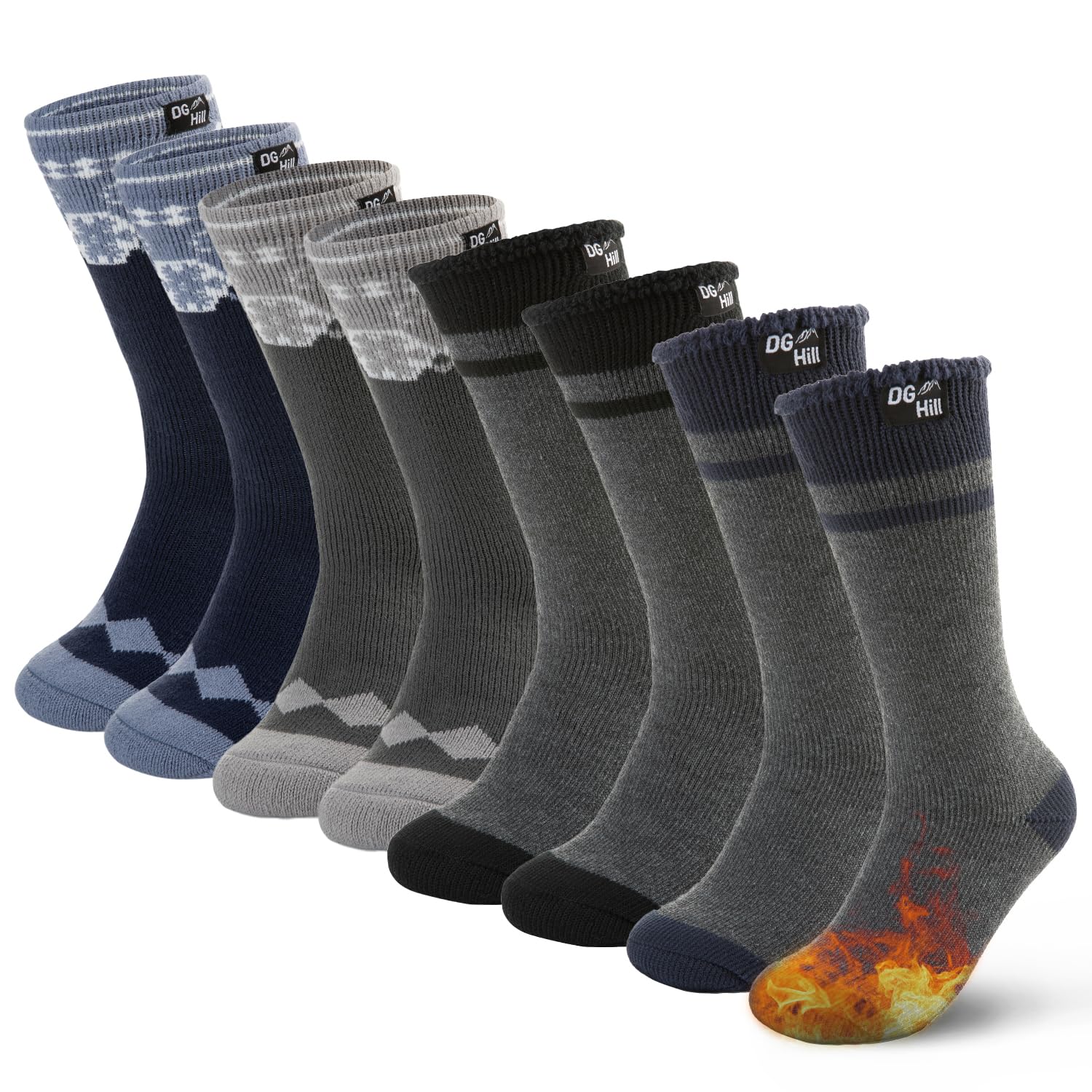 DG Hill Winter Thermal Socks - Warm Socks for Men Women Cold Weather ...