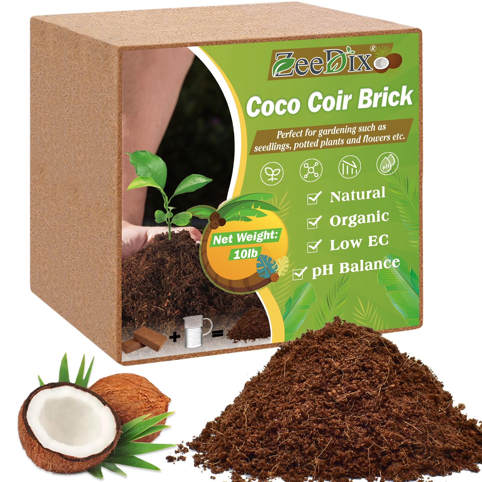 Mua ZeeDix 10LB Premium Coconut Coir-Compressed Coco Coir Potting Soil ...