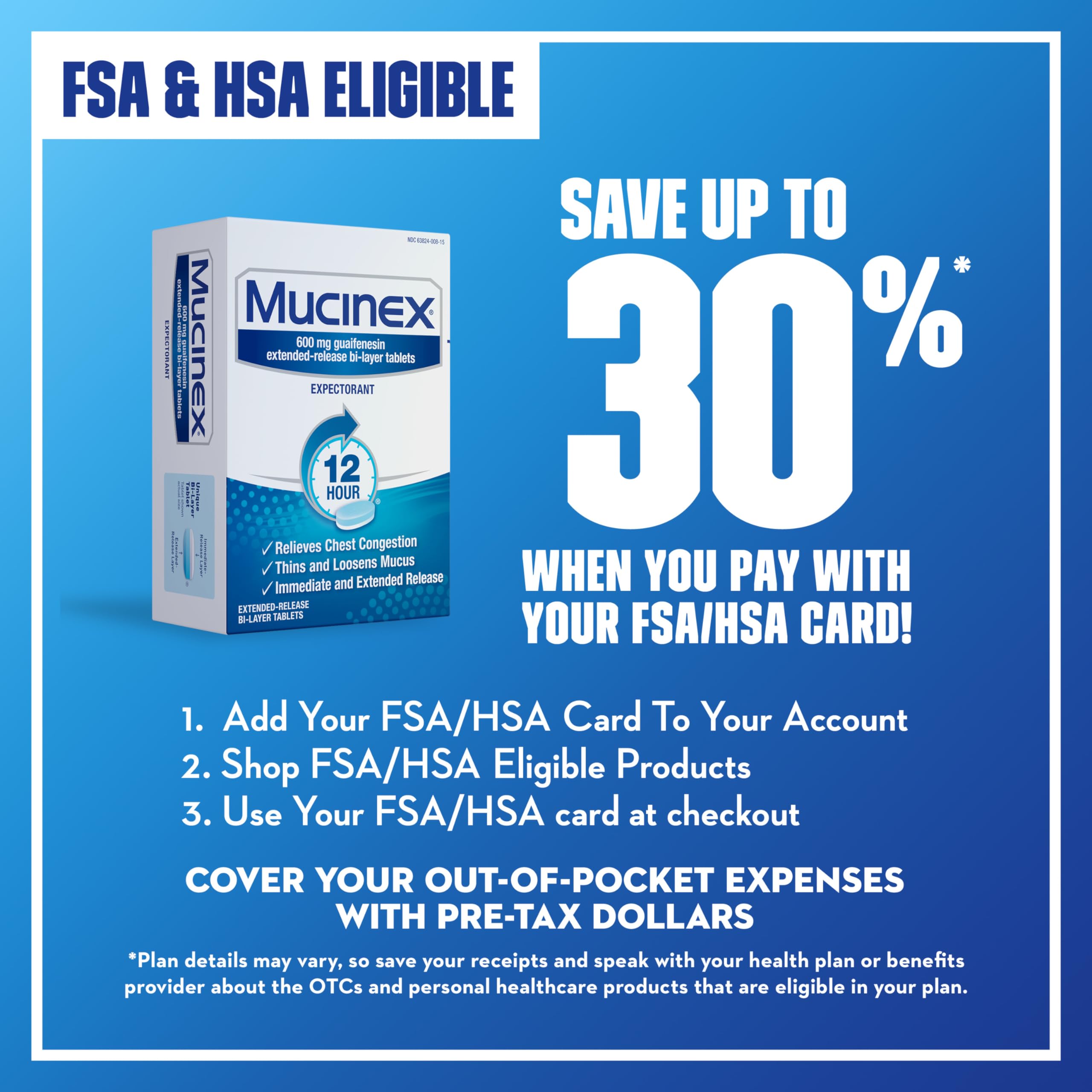 Mua Mucinex 12 Hour 600 mg Guaifenesin Extended-Release Tablets for ...