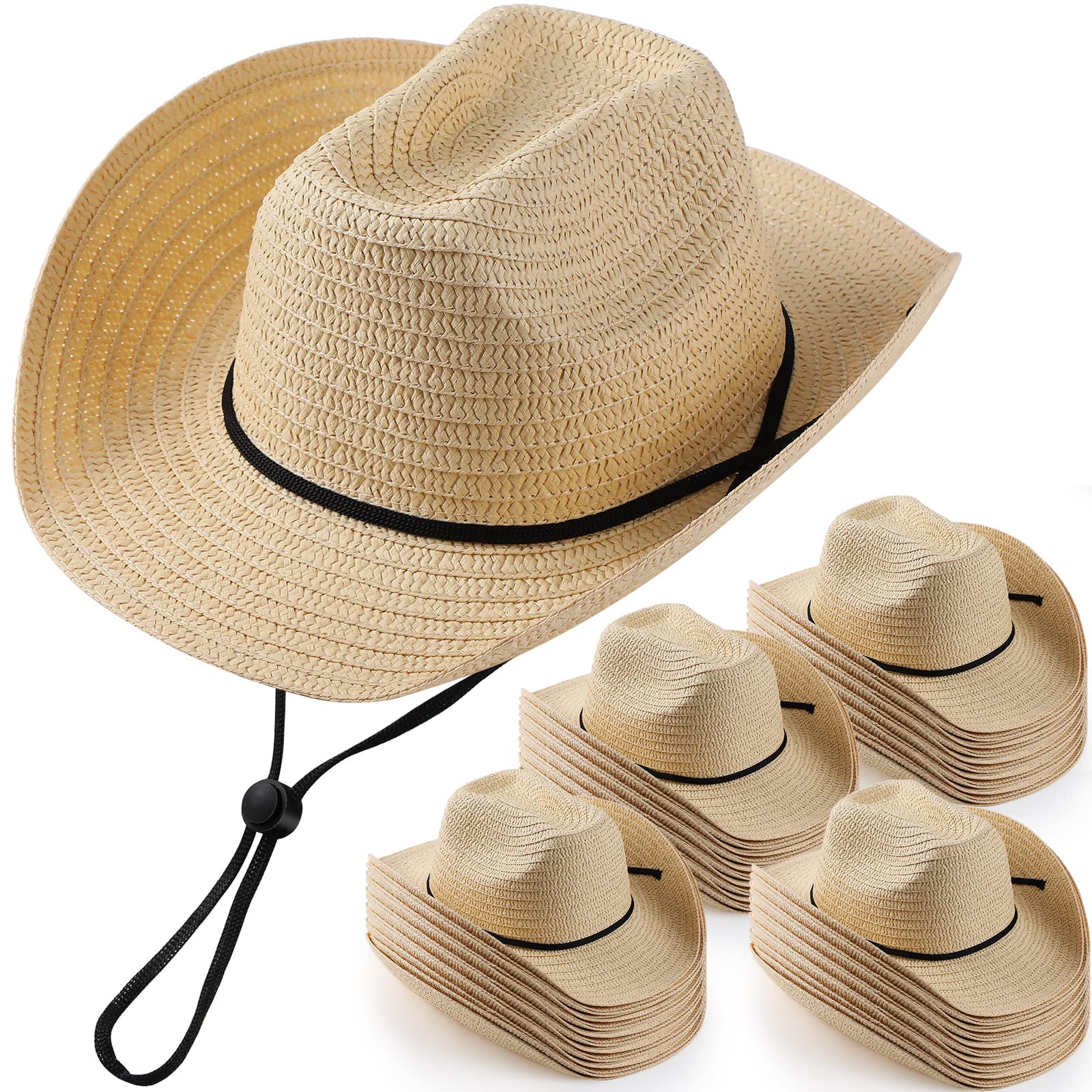 Unittype 48 Pcs Adult Cowboy Hat Bulk Western Party Straw Hat Unisex ...