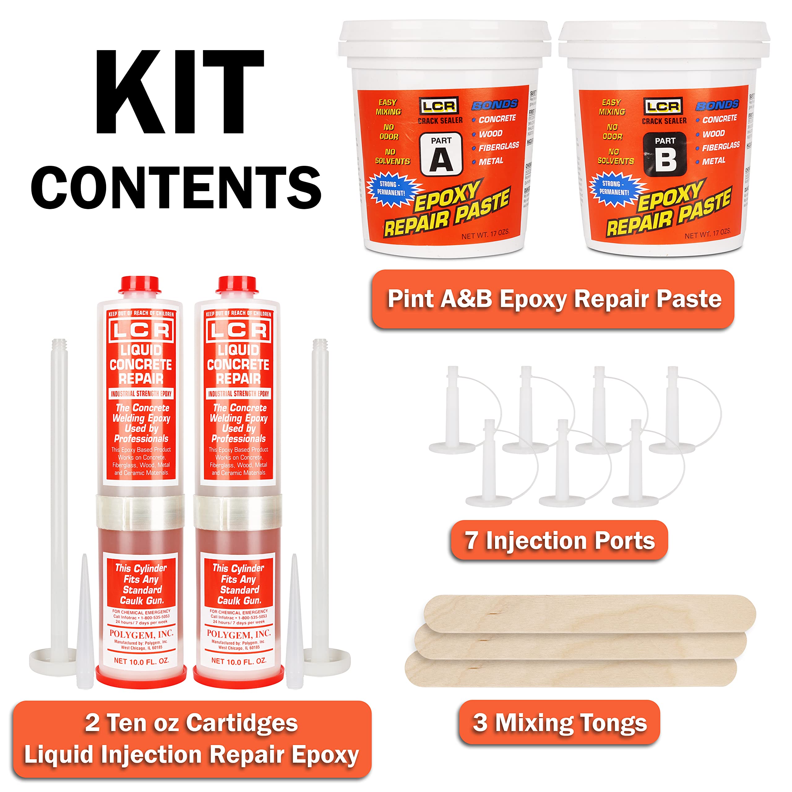 Mua Polygem LCR Epoxy Concrete Crack Repair Kit - Stops Leaks - High ...