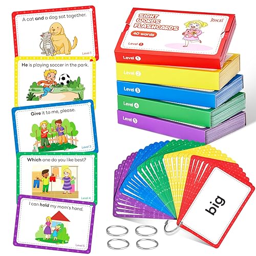 JoyCat 220 PCS Sight Words Kids Educational Flash Cards with Pictures ...