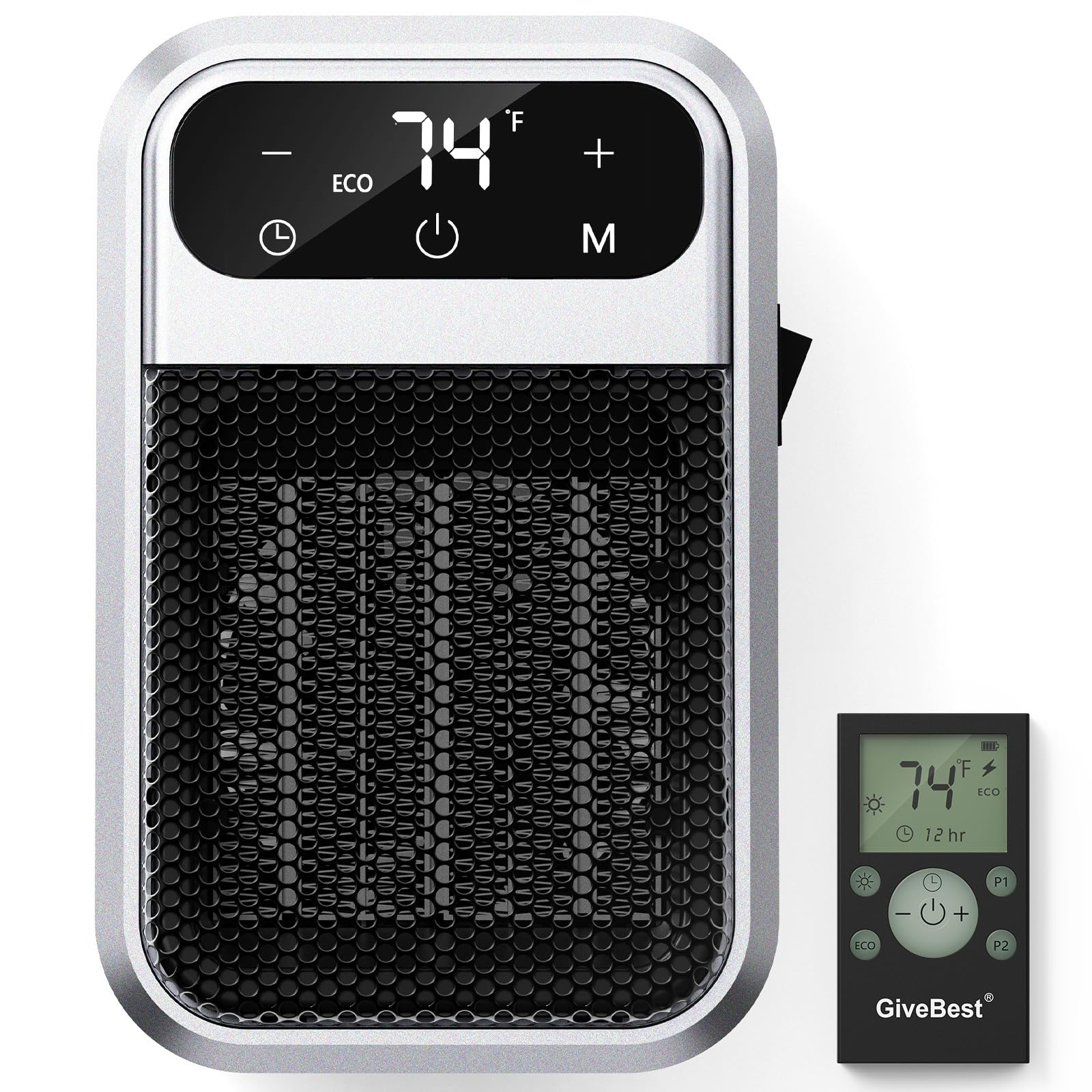 Brightown 800W Wall Outlet Space Heater with Remote,LED Display Small ...