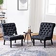 Amazon.com: Yongqiang Accent Chair Set of 2 Button Tufted Upholstered ...