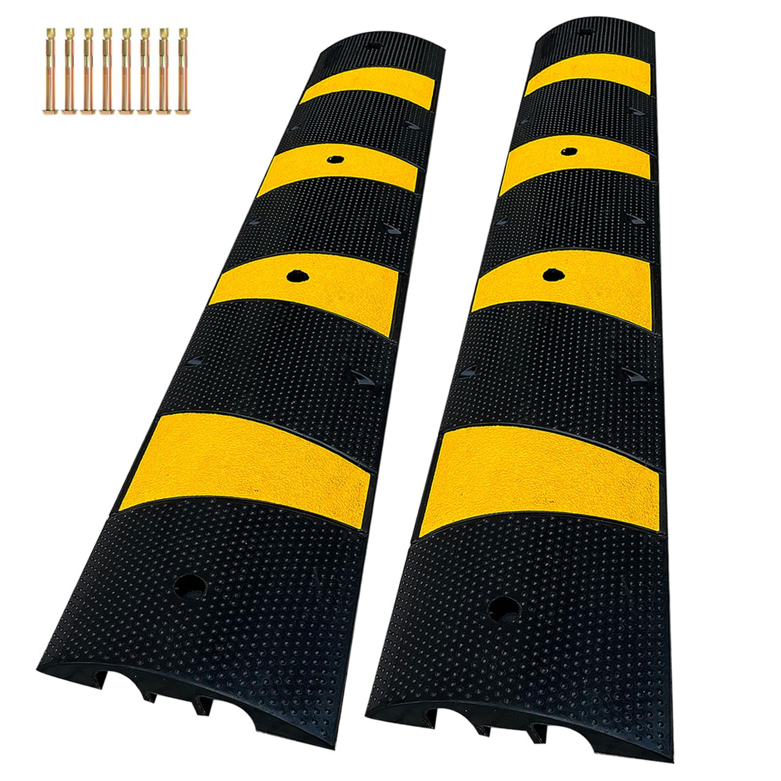 WKINGBOOM 2 Channel Rubber Speed Bumps Humps, 6 Feet Long Traffic ...