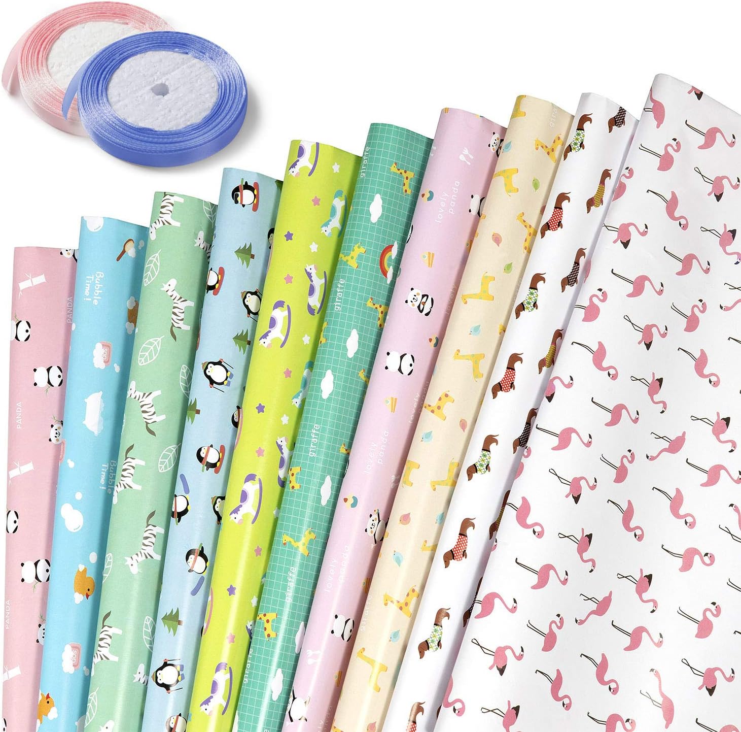 GuKKK Papier Cadeau, 10 Feuilles De Papier d'emballage Cadeau et 2 ...