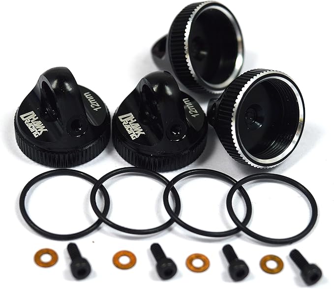 Amazon.com: Dhawk Racing CNC Alloy Shock Caps (4) Black For Team ...