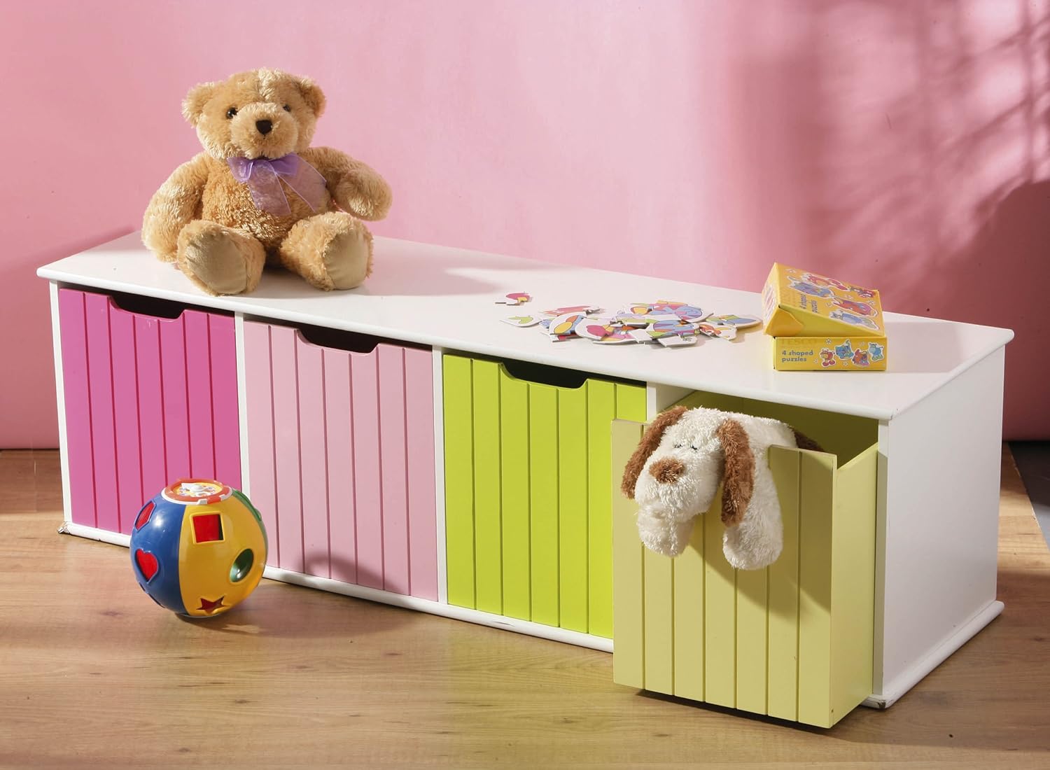 4 drawer wood storage unit white w/4 ass coloured drawers: Amazon.co.uk ...