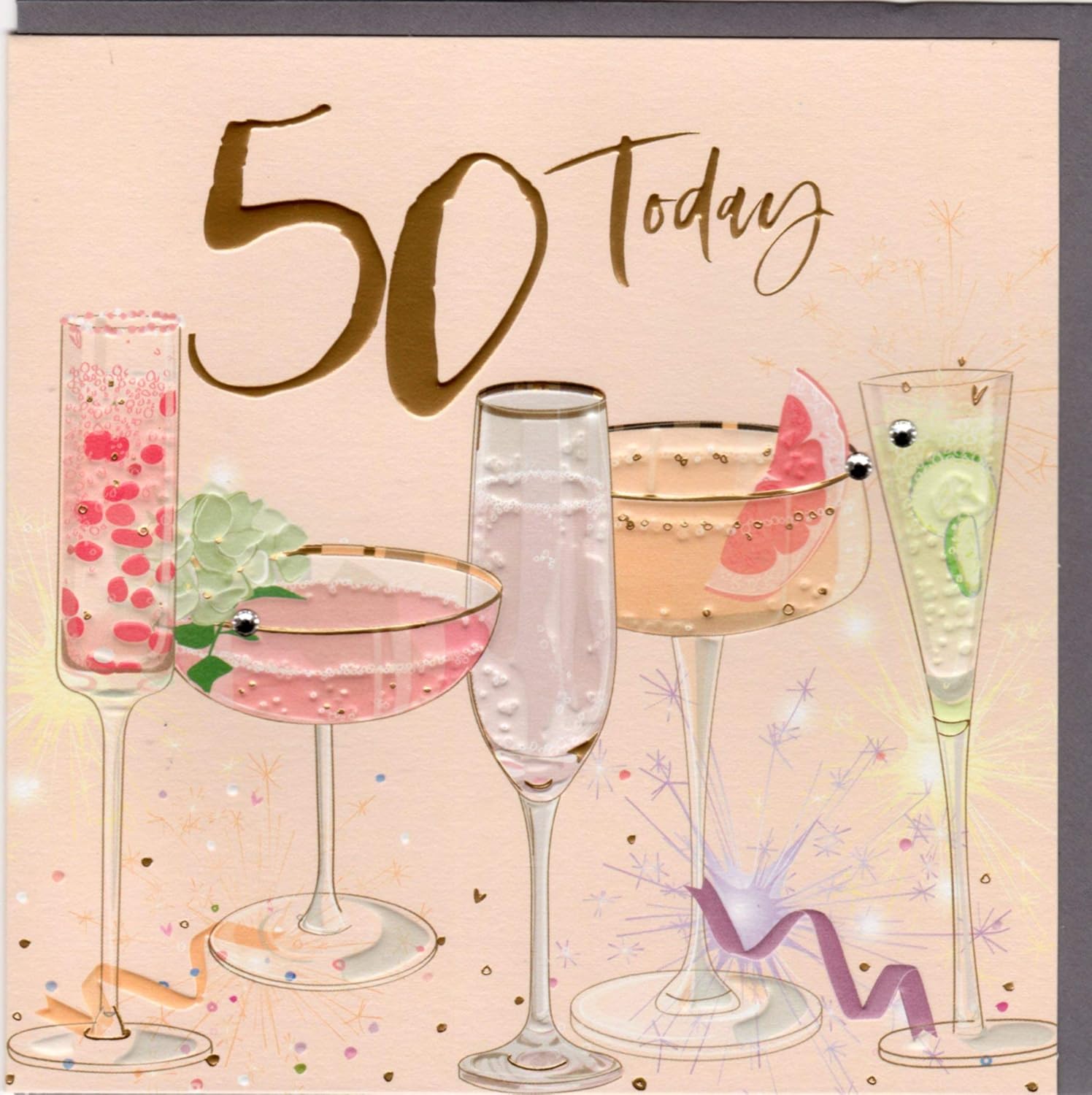 Luxury 50th Birthday Card By Belly Button Cards Cocktails Design 