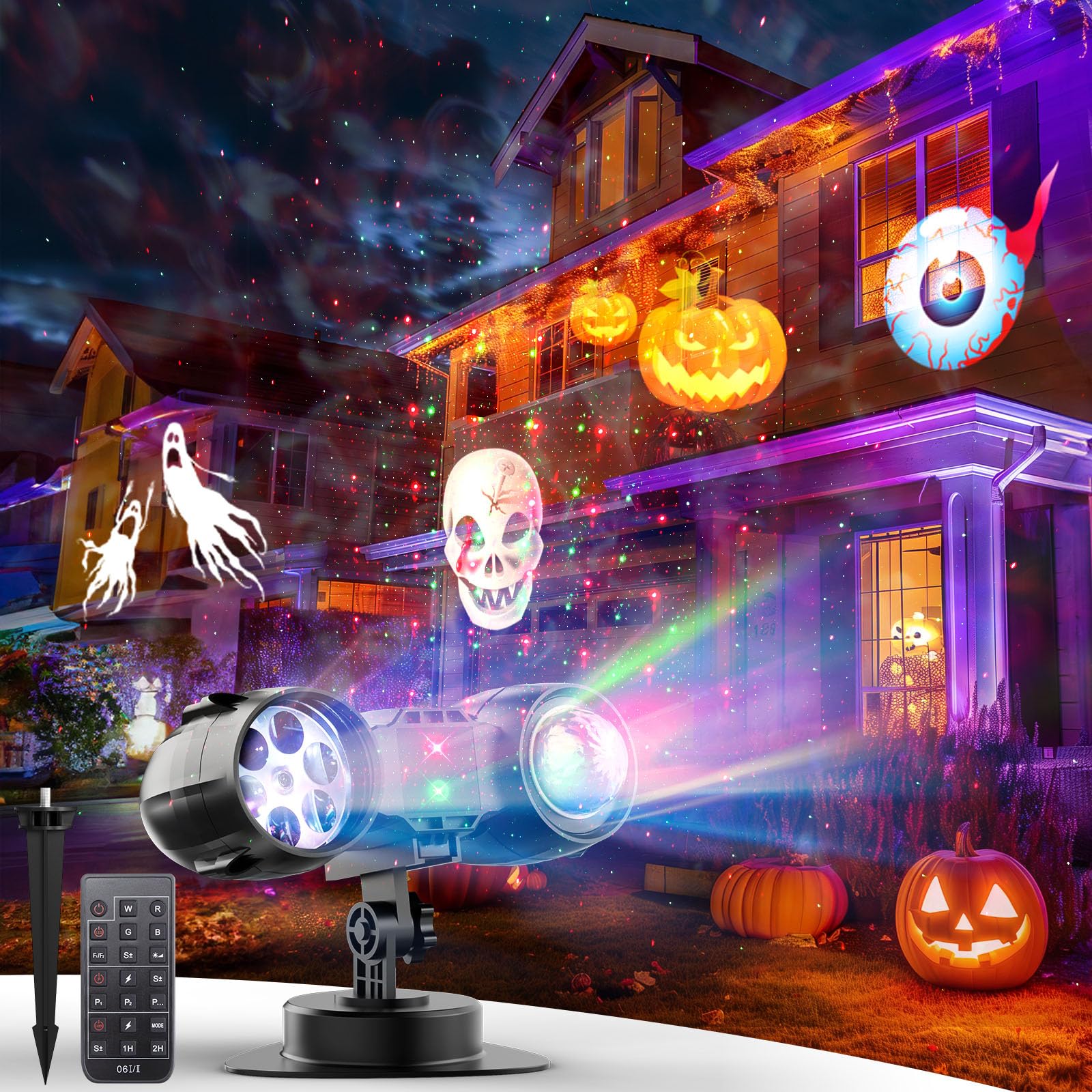 Minetom 3 in 1 Halloween Christmas Projector Lights Outdoor 21 HD ...