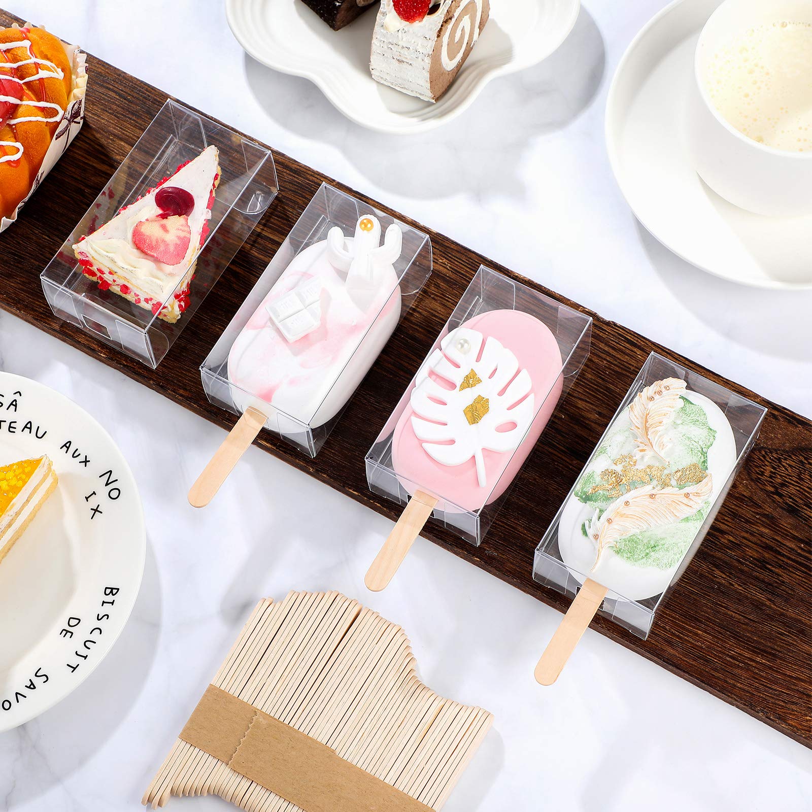 Patelai 75 Pcs Clear Ice Cream Lolly Cakesicle Boxes Set 25 Clear PET ...