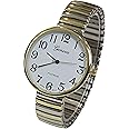 Amazon.com: Super Large Face Easy to Read Two-Tone Stretch Band Watch ...
