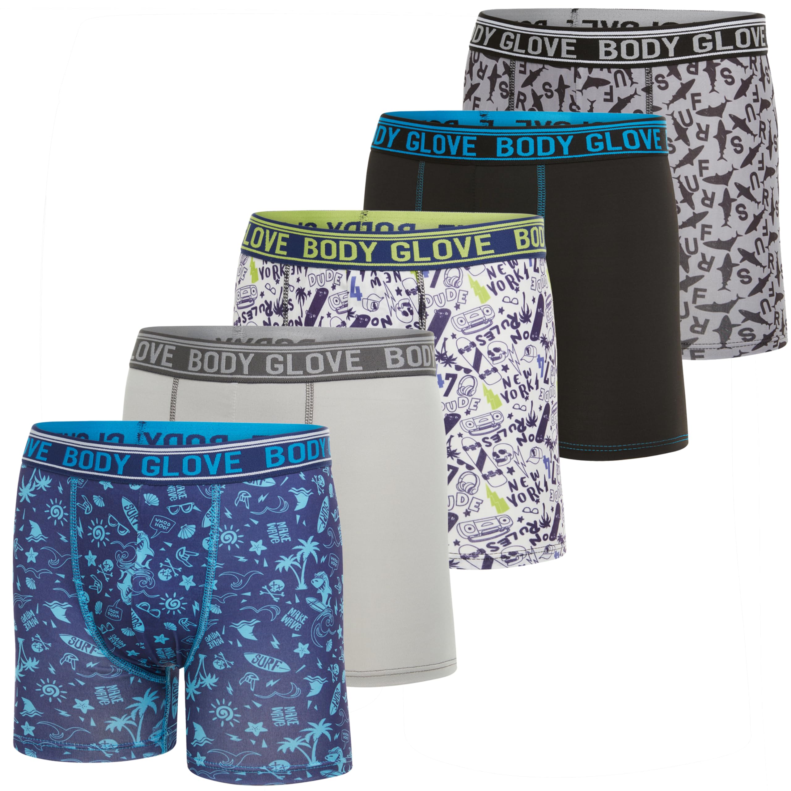 Body Glove Boys Boxer Briefs Pack of 5 Comfortable and Durable ...