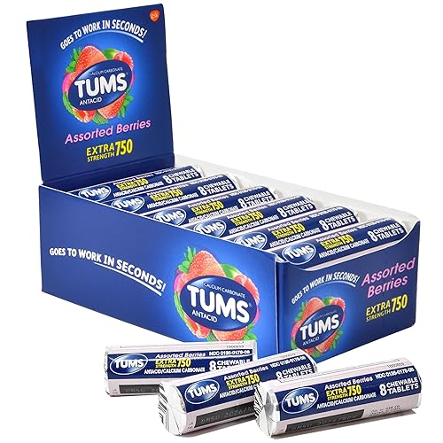 NOSH PACK Tums Antacid Chewable Tablets for Travel - 12 Rolls Extra ...