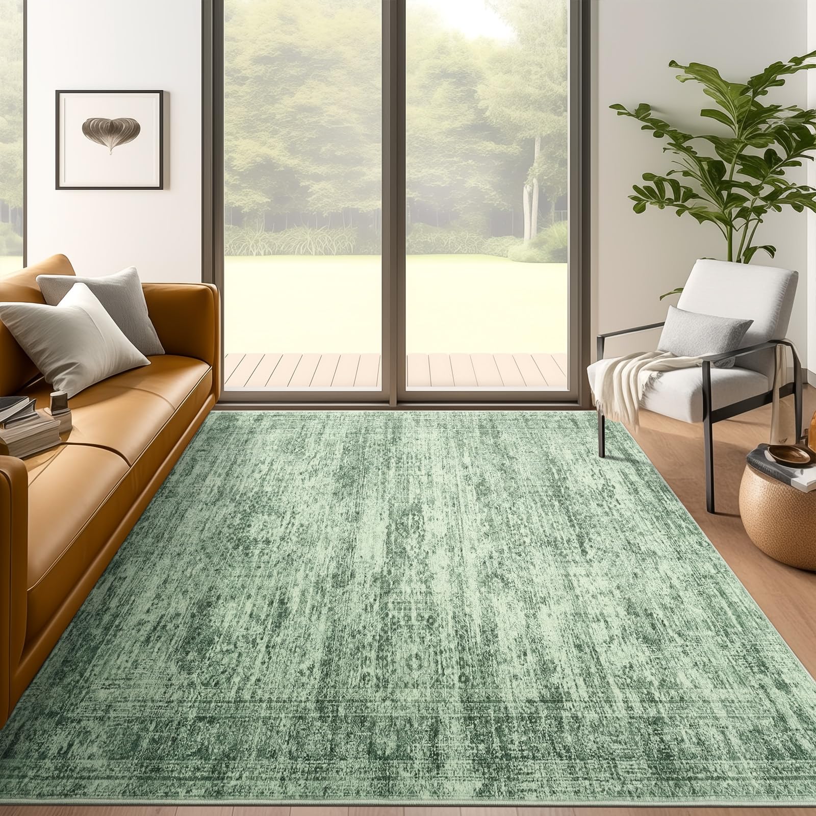 Soalmost 5x7 Area Rug Low Pile Indoor Washable Rugs for Bedroom Living ...