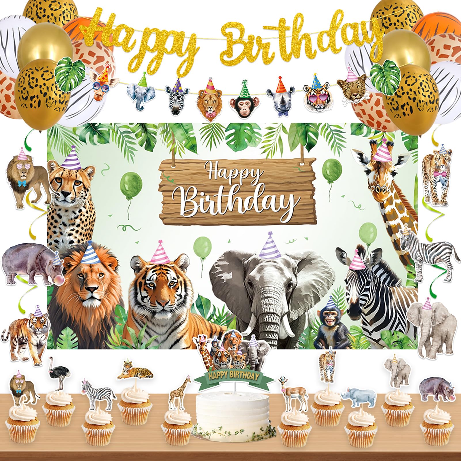 Roetyce Safari Animals Birthday Party Decorations, Jungle Wild Animals ...