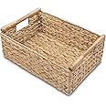 Amazon.com: VATIMA Extra Large Wicker Basket Rectangular with Wooden ...