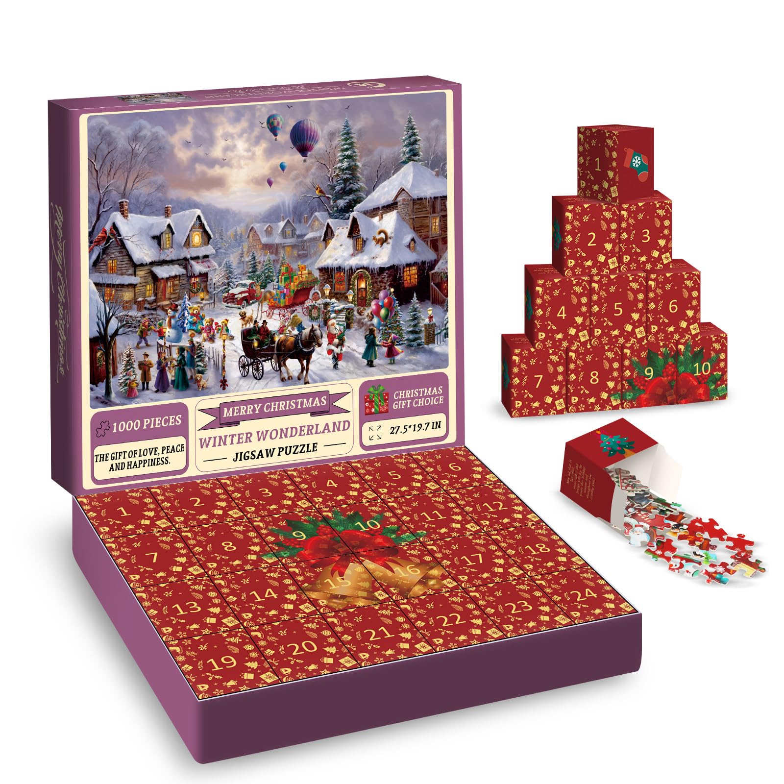 Advent Calendar Puzzles 1000 Pieces for Adult, 2024 Holiday Jigsaw ...