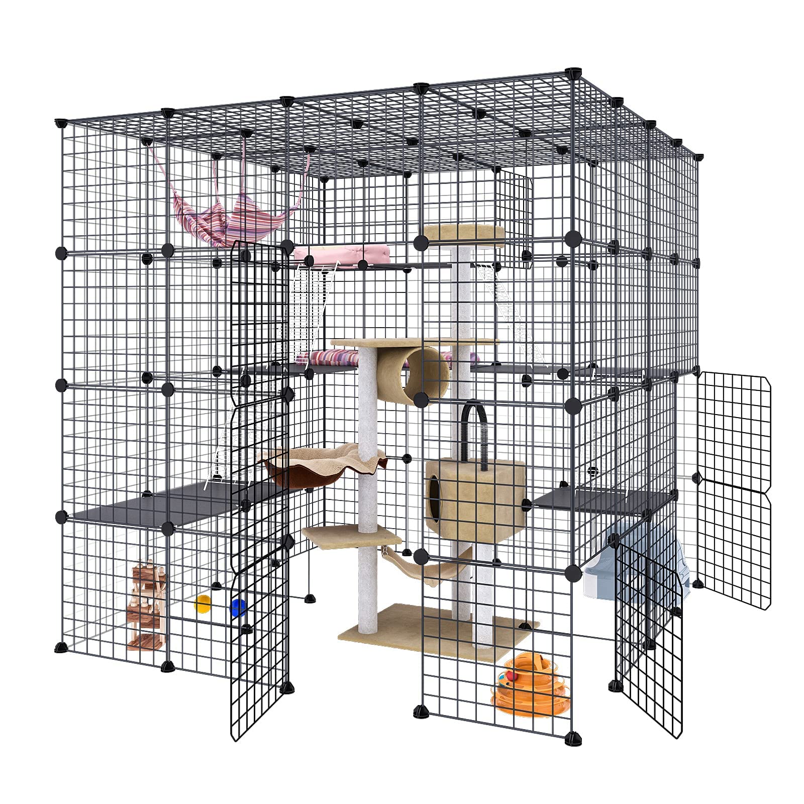 Eiiel Large Cat Cage Indoor Playpen Metal Wire Kennels Crate Small ...