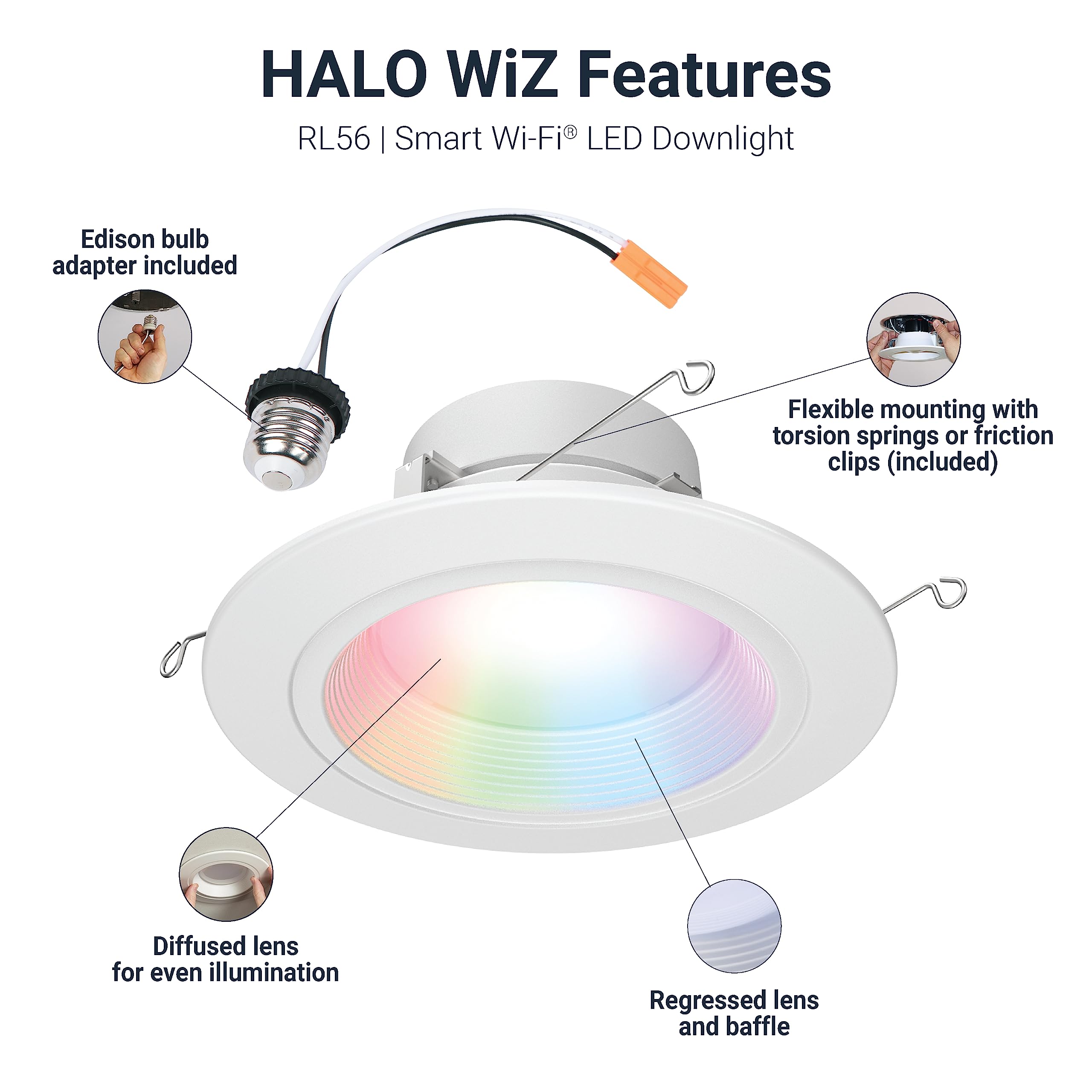 Mua HALO 5/6 Inch Color and Tunable White Recessed LED Can Light –Smart Wi-Fi WiZ Pro Ceiling ...